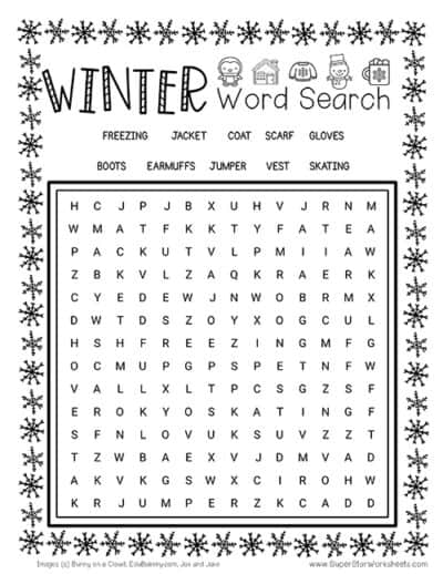 Winter Word Search - Superstar Worksheets