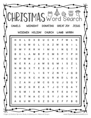 Christmas Word Search - Superstar Worksheets