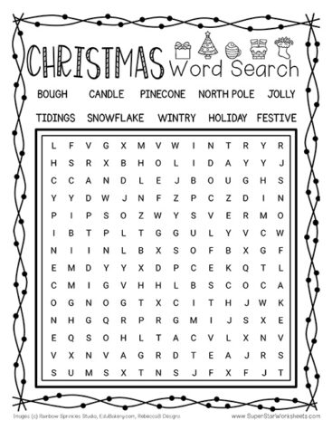 Christmas Word Search - Superstar Worksheets