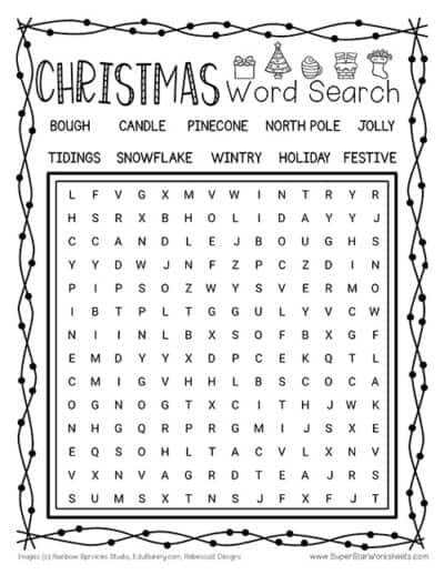 Christmas Word Search - Superstar Worksheets