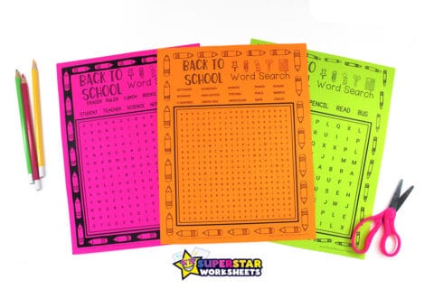 Back to School Word Search - Superstar Worksheets