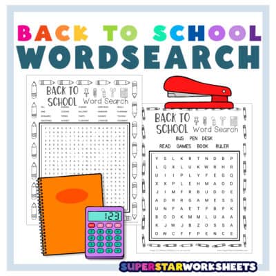 Back to School Word Search - Superstar Worksheets