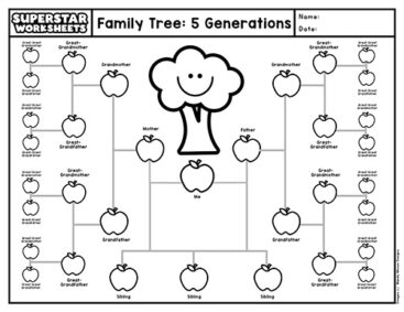 Family Tree Template (Free Printables) - Superstar Worksheets