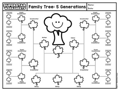 Family Tree Template (Free Printables) - Superstar Worksheets