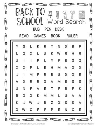 Back to School Word Search - Superstar Worksheets
