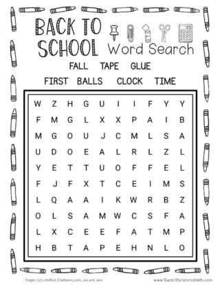 Back to School Word Search - Superstar Worksheets