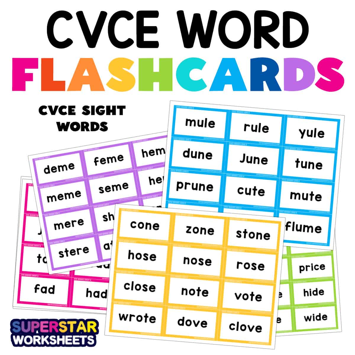 CVCE Flashcards - Superstar Worksheets