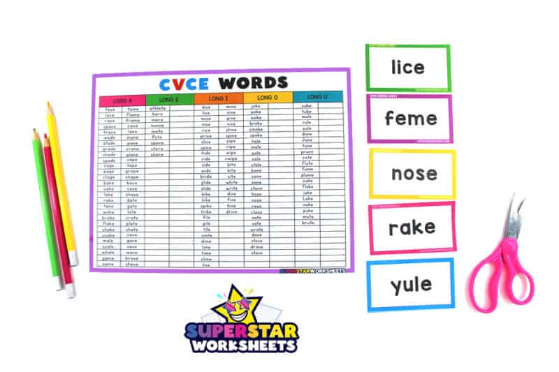 CVCE Flashcards - Superstar Worksheets