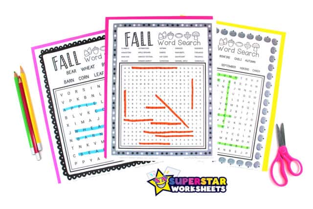Fall Word Search - Superstar Worksheets