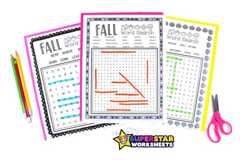 Fall Word Search - Superstar Worksheets