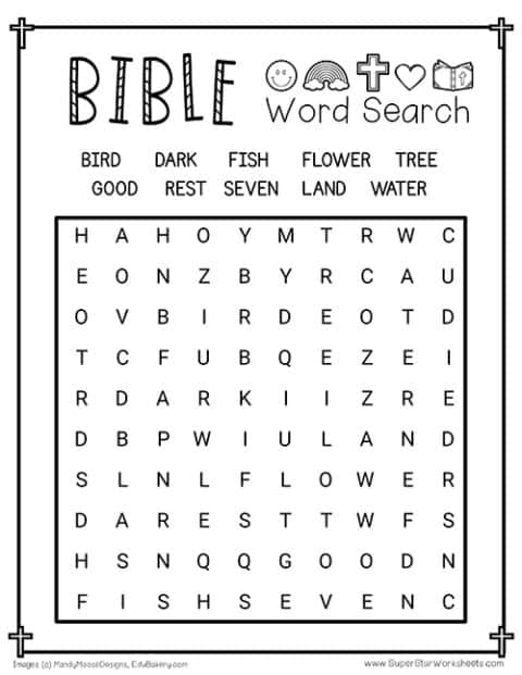 Bible Word Search - Superstar Worksheets