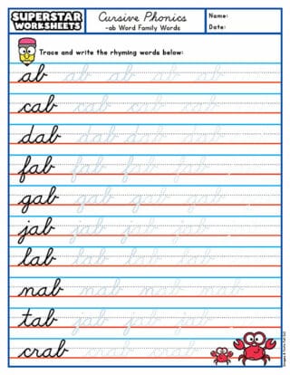 Cursive - Superstar Worksheets