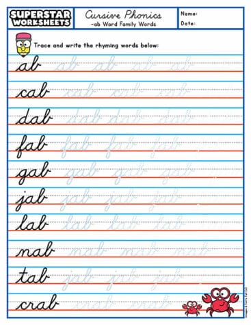 Cursive - Superstar Worksheets