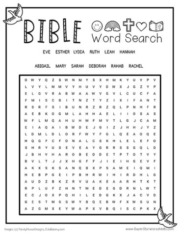 Bible Word Search - Superstar Worksheets