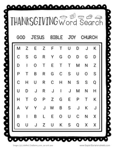 Thanksgiving Word Search - Superstar Worksheets