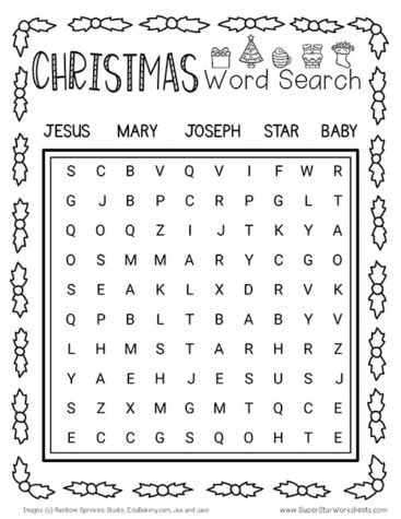 Christmas Word Search - Superstar Worksheets
