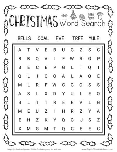 Christmas Word Search - Superstar Worksheets