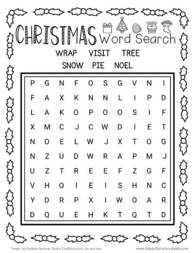 Christmas Word Search - Superstar Worksheets