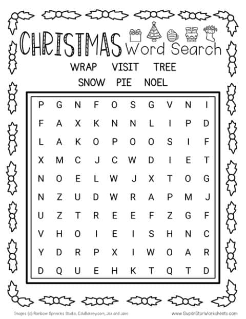 Christmas Word Search - Superstar Worksheets