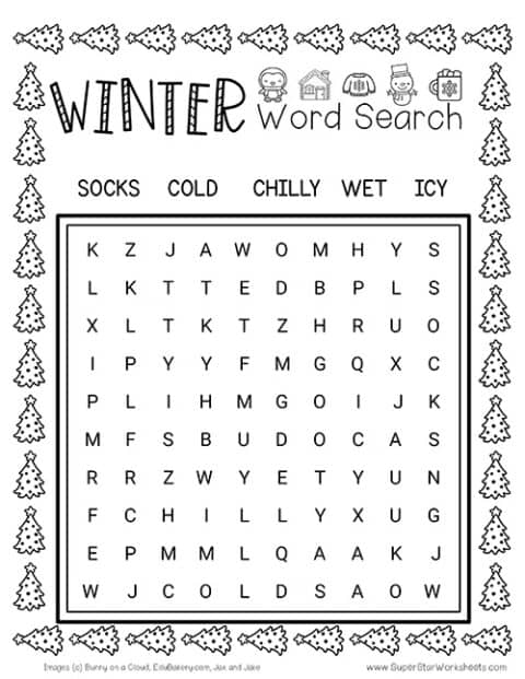 Winter Word Search - Superstar Worksheets