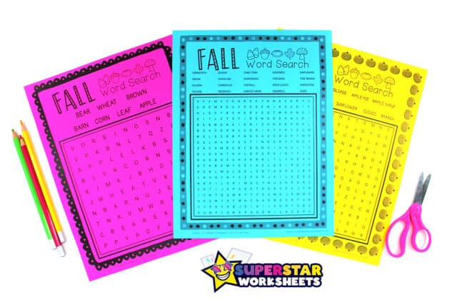 Fall Word Search - Superstar Worksheets