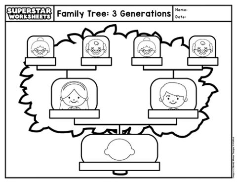 Family Tree Template (Free Printables) - Superstar Worksheets