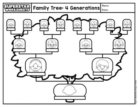 Family Tree Template (Free Printables) - Superstar Worksheets