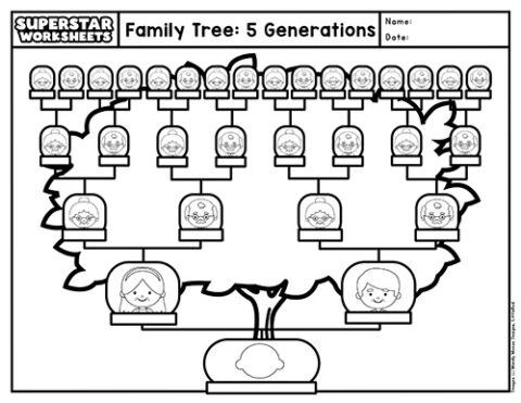 Family Tree Template (Free Printables) - Superstar Worksheets