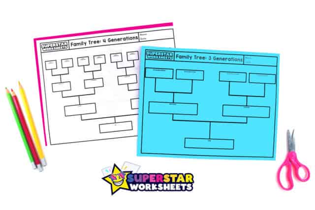 Family Tree Template (Free Printables) - Superstar Worksheets