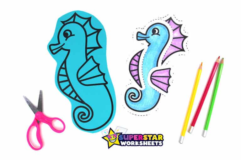 Seahorse Template (Free Printables) - Superstar Worksheets
