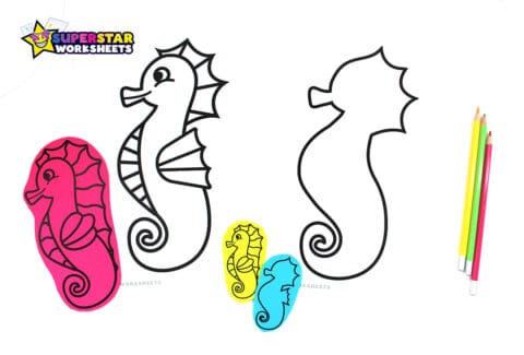 Seahorse Template (Free Printables) - Superstar Worksheets