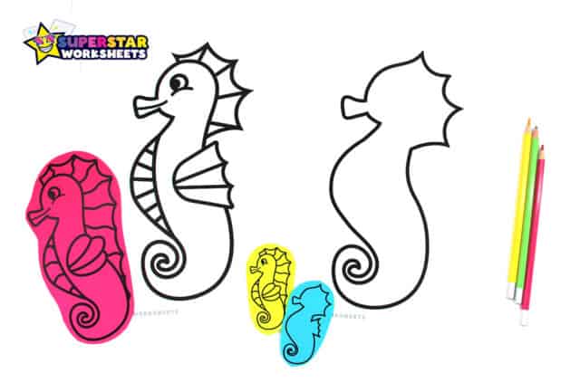 Seahorse Template (Free Printables) - Superstar Worksheets