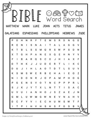 Bible Word Search - Superstar Worksheets