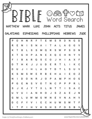 Bible Word Search - Superstar Worksheets