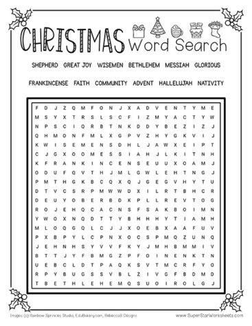 Christmas Word Search - Superstar Worksheets
