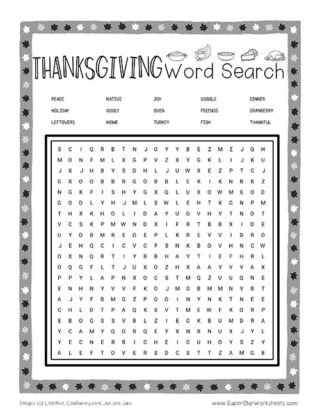Thanksgiving Word Search - Superstar Worksheets