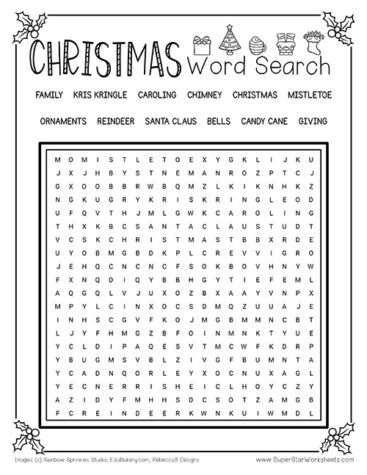Christmas Word Search - Superstar Worksheets