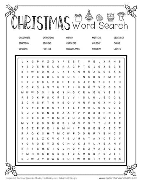 Christmas Word Search - Superstar Worksheets