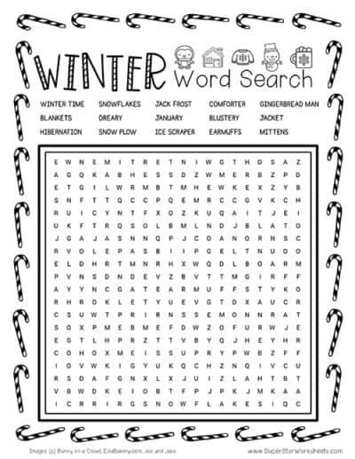 Winter Word Search - Superstar Worksheets