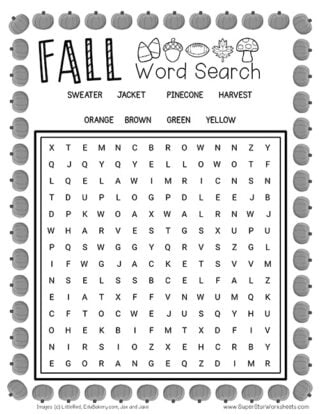 Fall Word Search - Superstar Worksheets