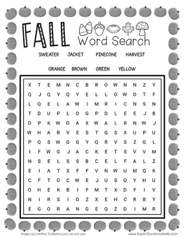 Fall Word Search - Superstar Worksheets