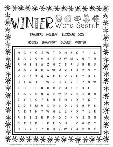 Winter Word Search - Superstar Worksheets