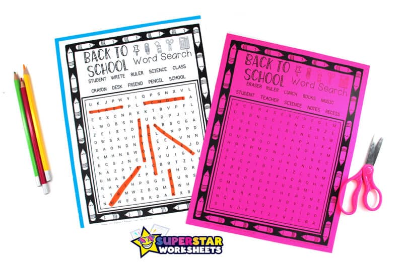 Back to School Word Search - Superstar Worksheets