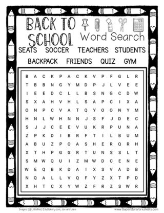 Back to School Word Search - Superstar Worksheets