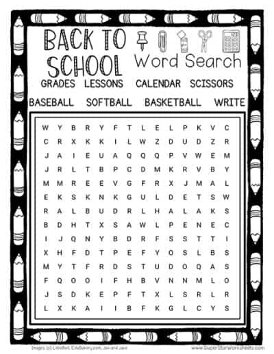 Back to School Word Search - Superstar Worksheets