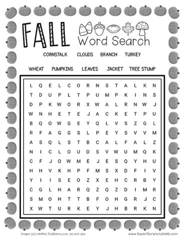 Fall Word Search - Superstar Worksheets