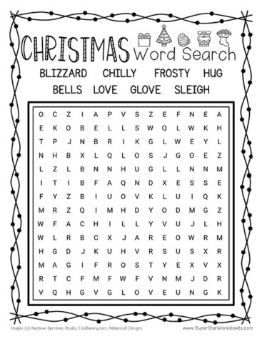 Christmas Word Search - Superstar Worksheets
