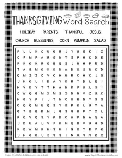Thanksgiving Word Search - Superstar Worksheets