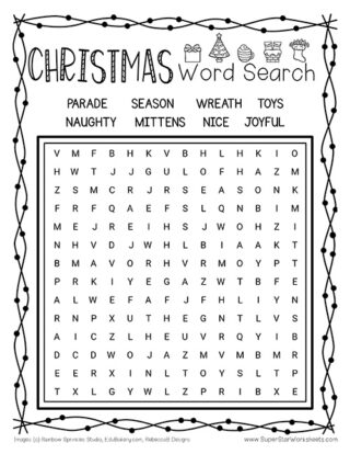 Christmas Word Search - Superstar Worksheets