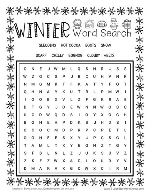 Winter Word Search - Superstar Worksheets